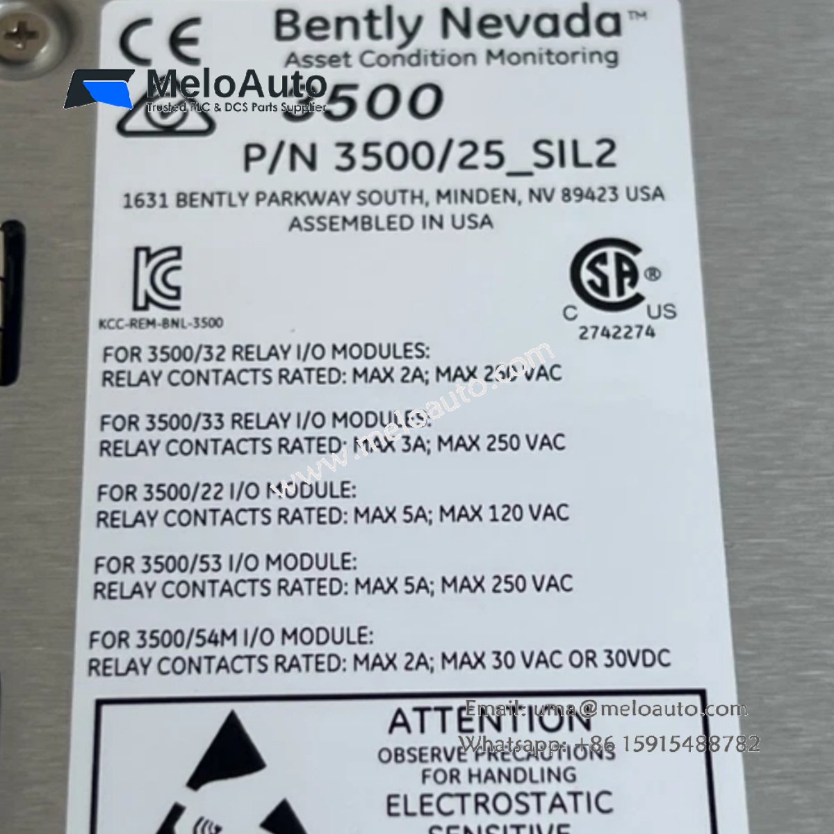 Bently Nevada 3500/25-SIL2-02-01-R0 Keyphasor Module